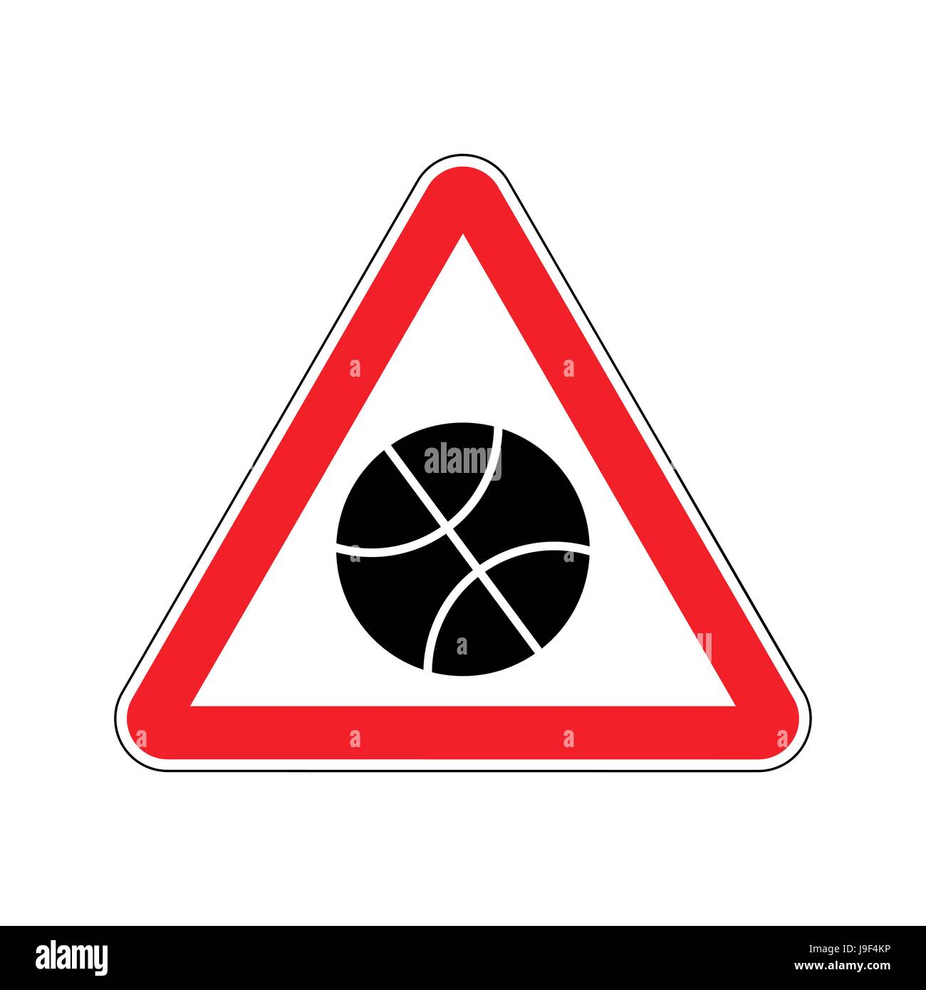 Basketball Warning sign red. game Hazard attention symbol. Danger road ...
