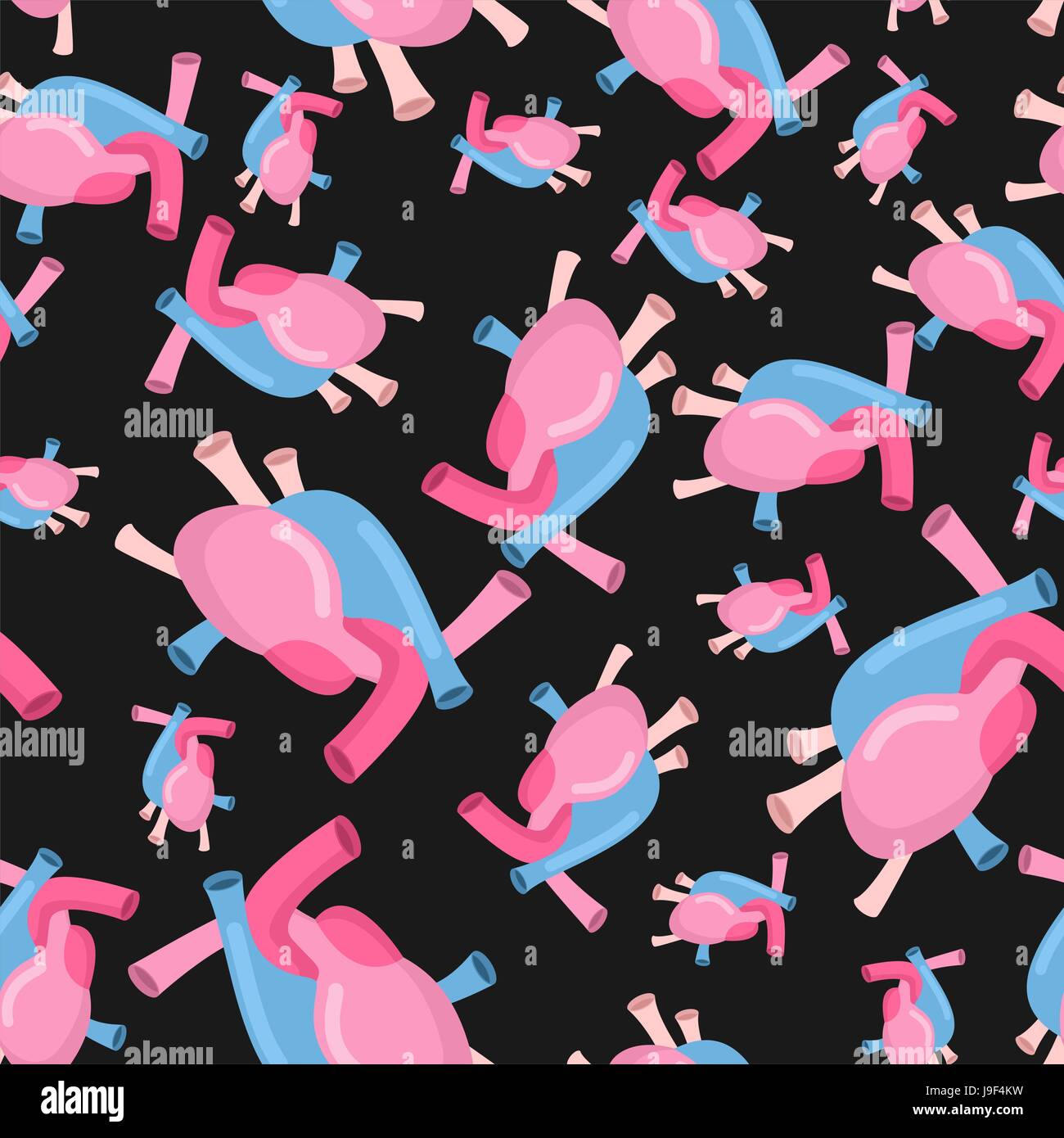 Heart anatomy body seamless pattern. Atrial and ventricular pattern ...
