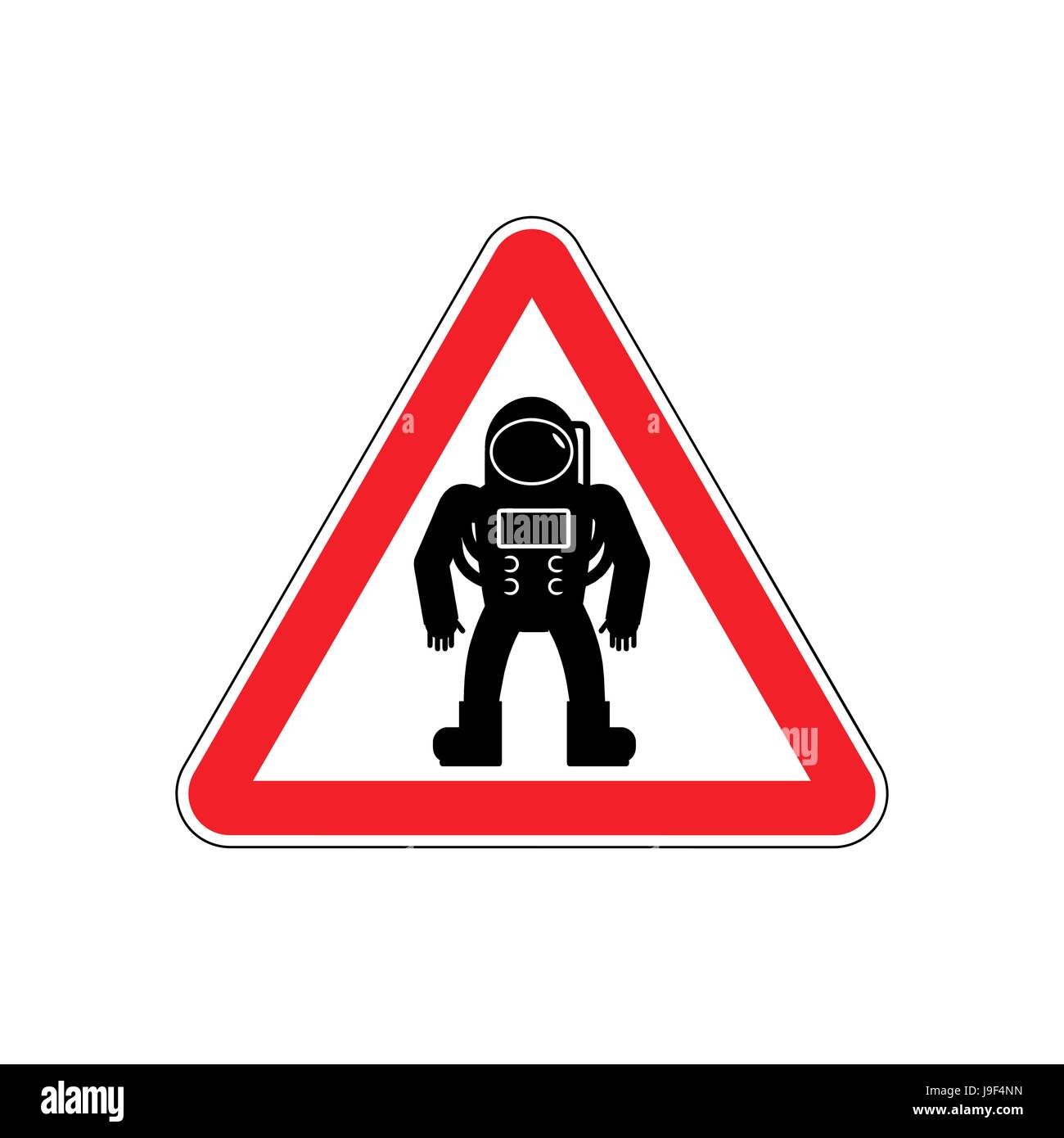 Astronaut Warning sign red. Cosmonaut Hazard attention symbol. Danger ...