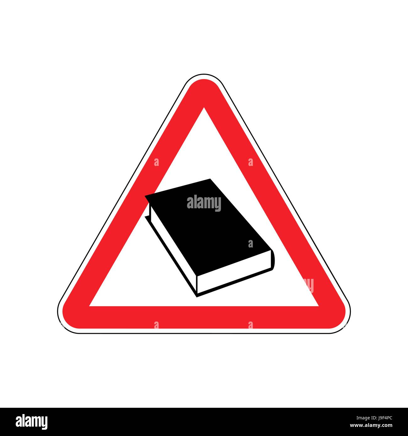Book Warning sign red. Reading Hazard attention symbol. Danger road ...