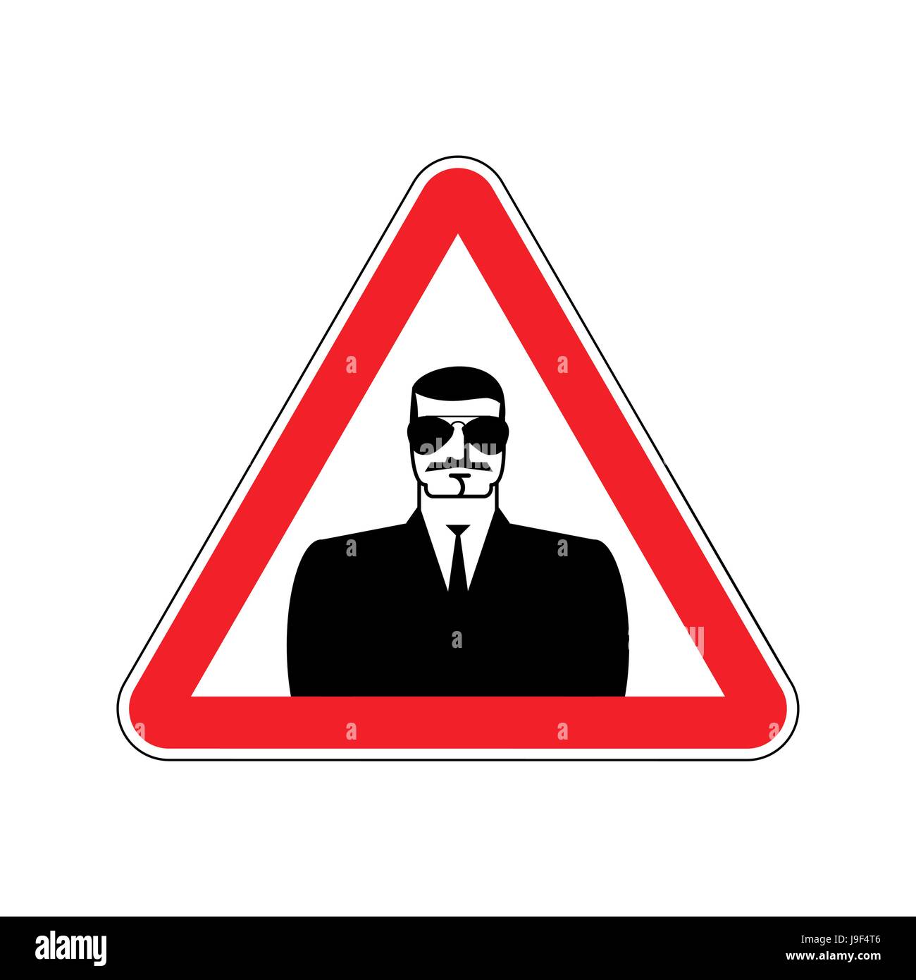 Spy Warning sign red. Secret Agent Hazard attention symbol. Danger road ...