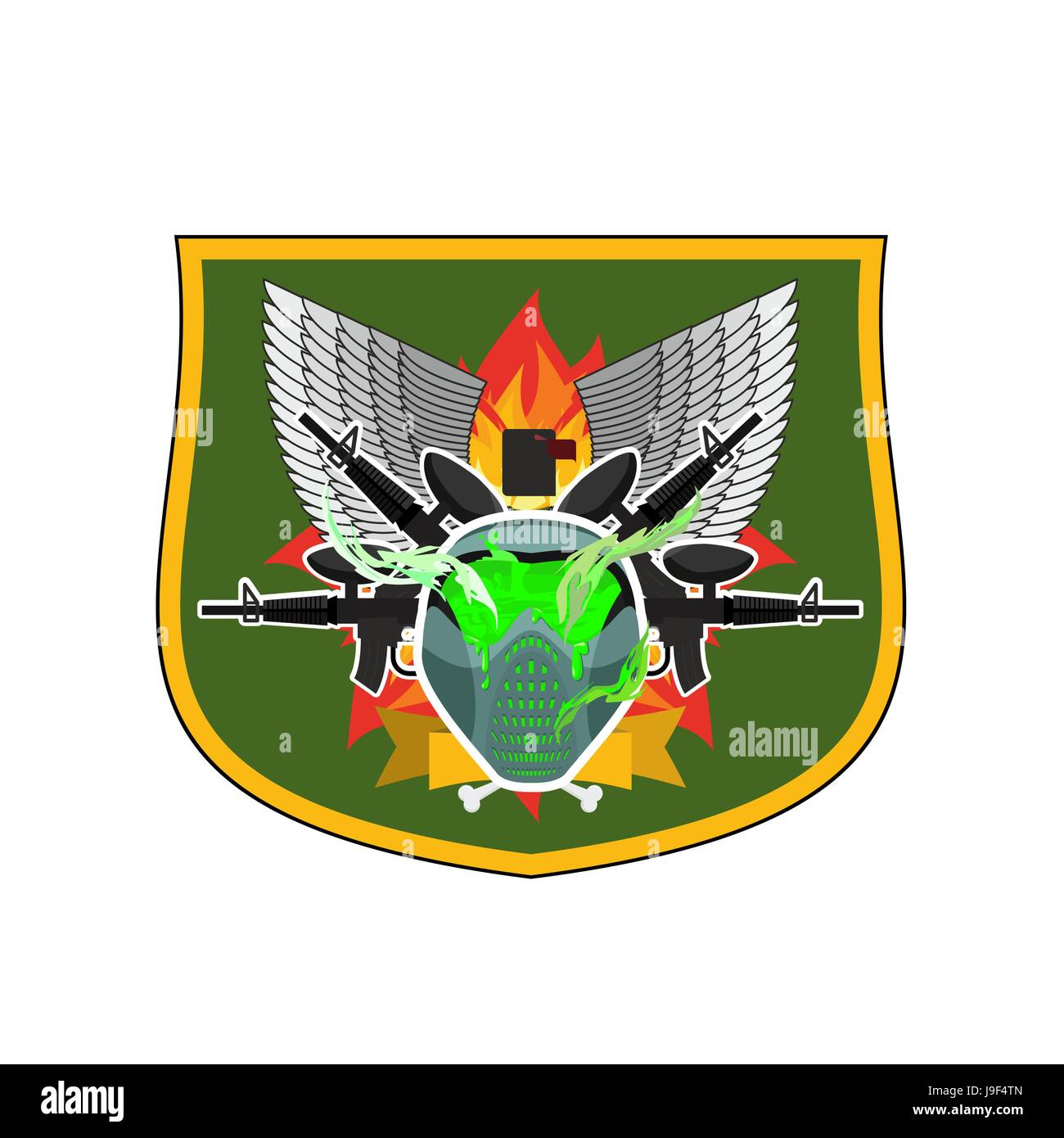 Paintball logo. Military emblem. Army sign. Helmet and weapons. Awesome ...