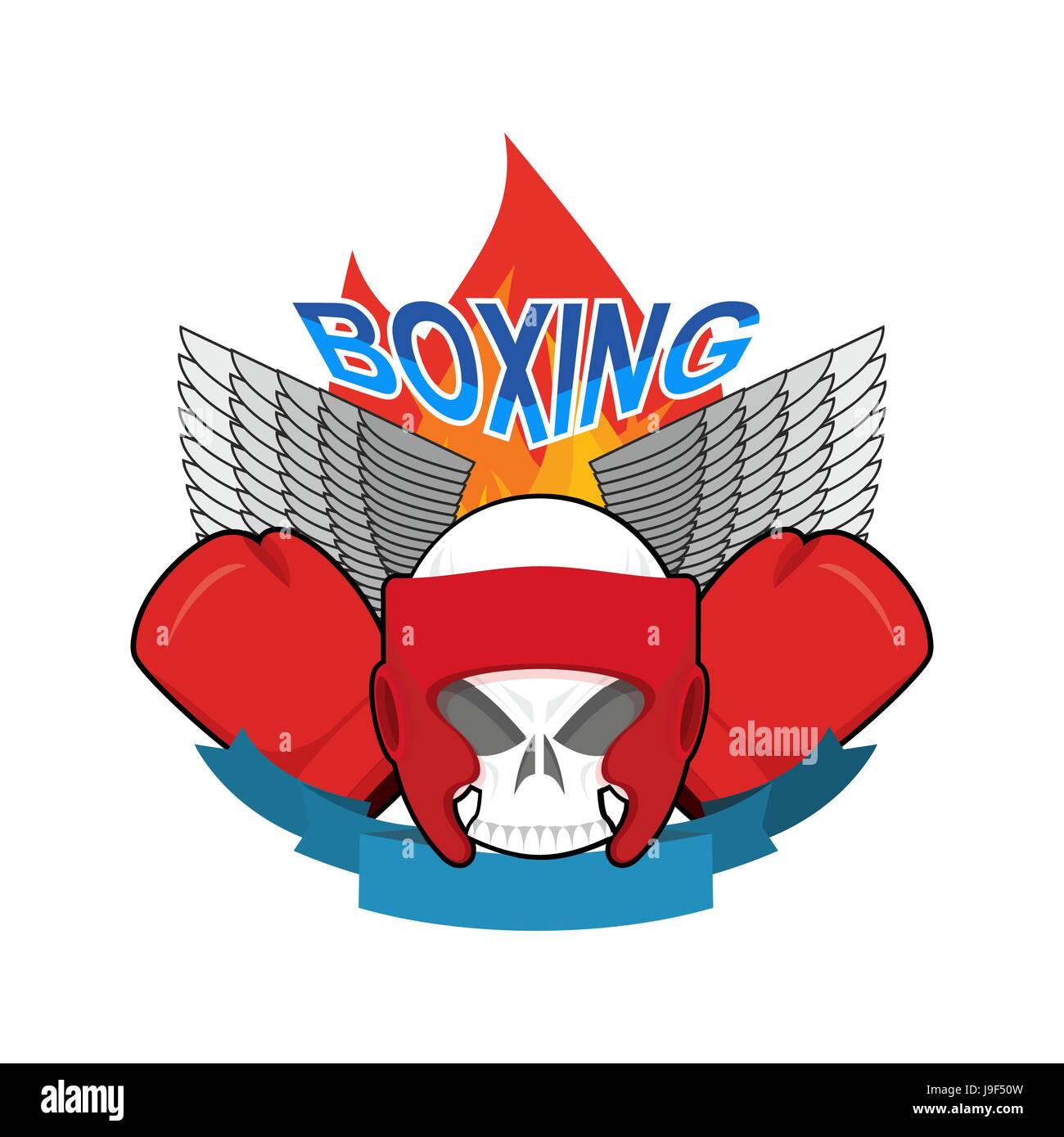 Boxing logo. Sports emblem. Skull and boxing gloves. Protective helmet ...