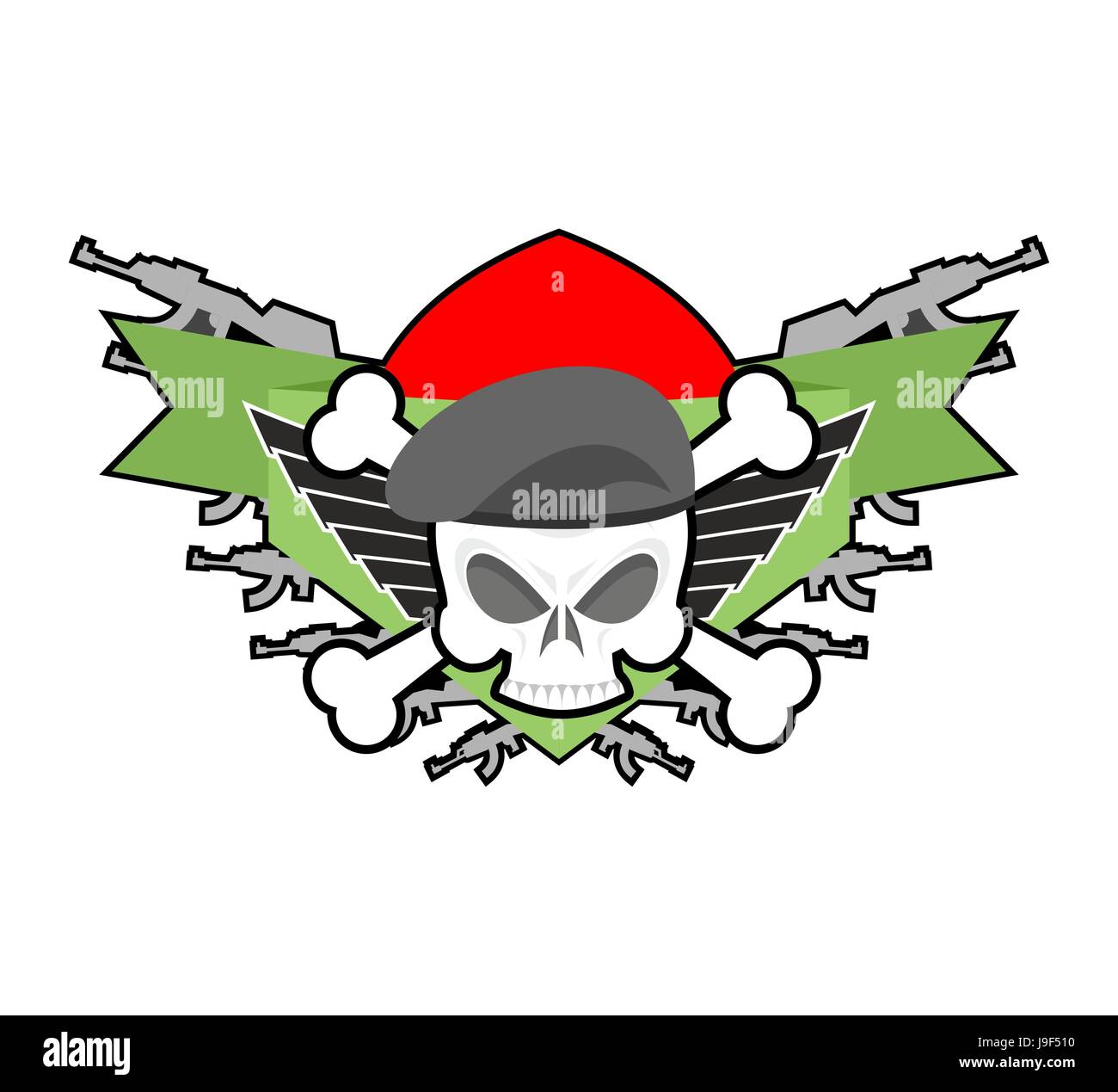 Military emblem. Army logo. Soldiers badge. Skull in beret. Wings and ...