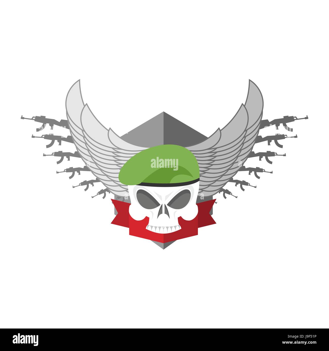 Army logo Skull. Soldiers badge. Military emblem. Wings and weapons ...