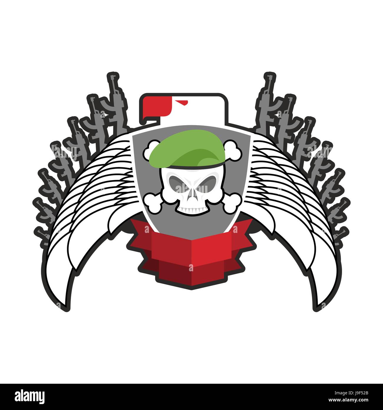 Military emblem. Army logo. Soldiers badge. Skull in beret. Wings and ...