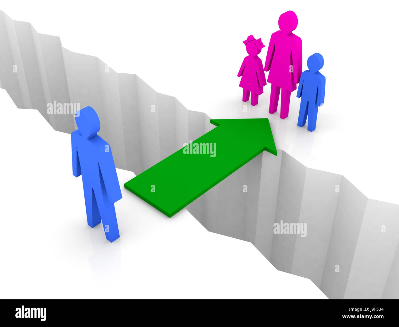 Bridge from man to woman with children. Family reunion. Concept 3D ...