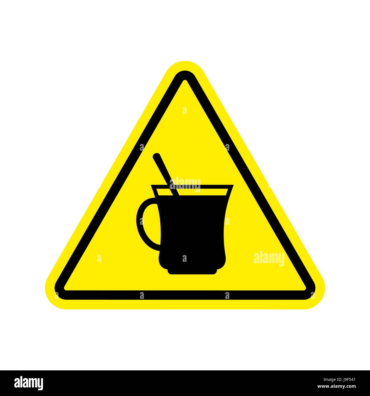 Coffee Warning sign yellow. Drinking tea Hazard attention symbol ...
