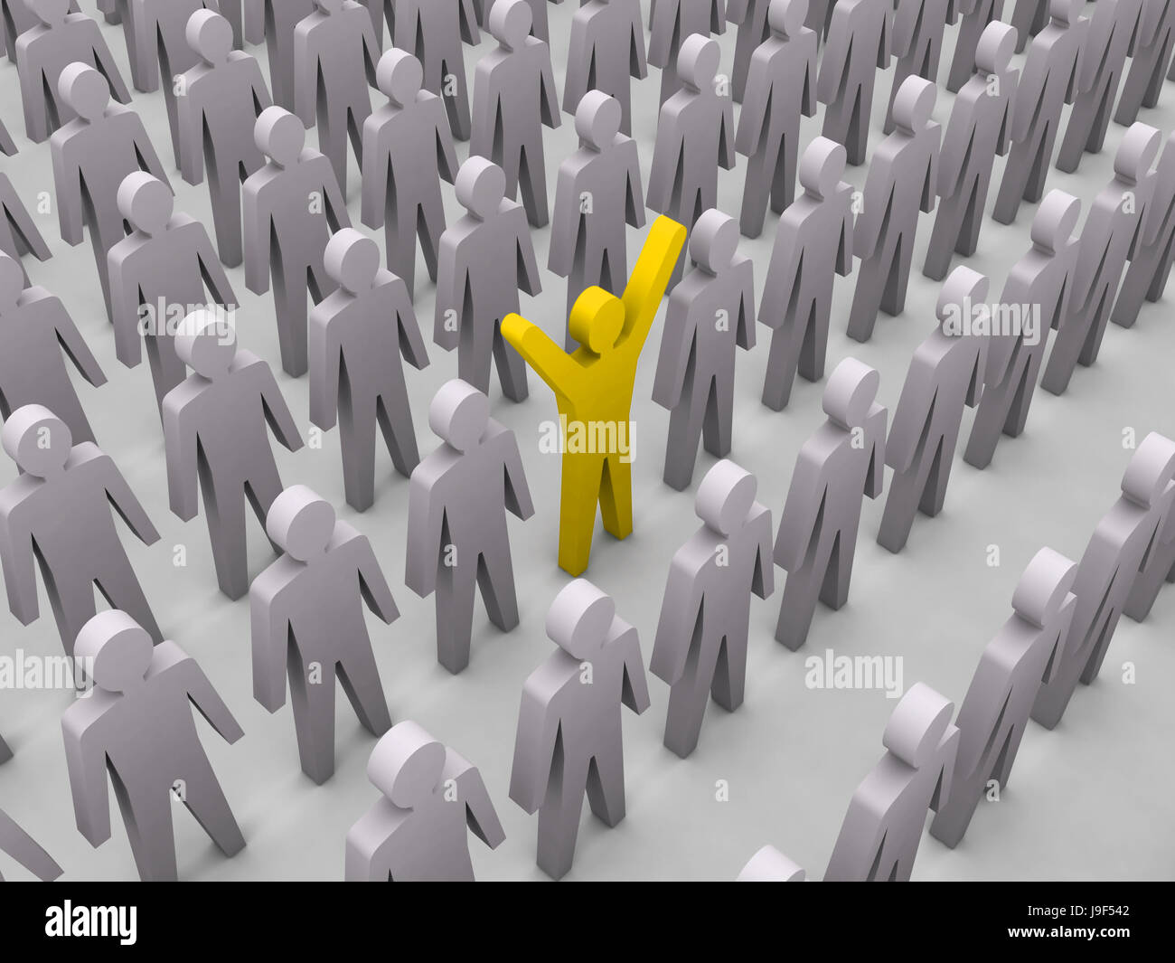 Unique person in crowd. Concept 3D illustration Stock Photo - Alamy