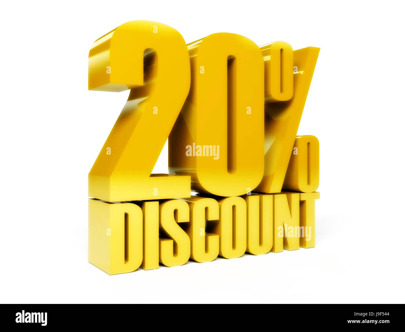 20 percent discount. Gold shiny text. Concept 3D illustration Stock ...