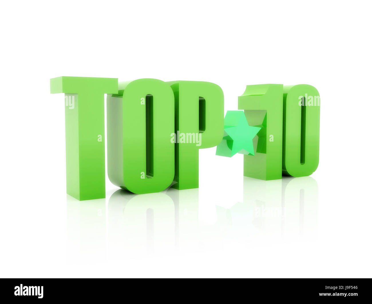 Top ten green word isolated on white background. 3D illustration Stock ...