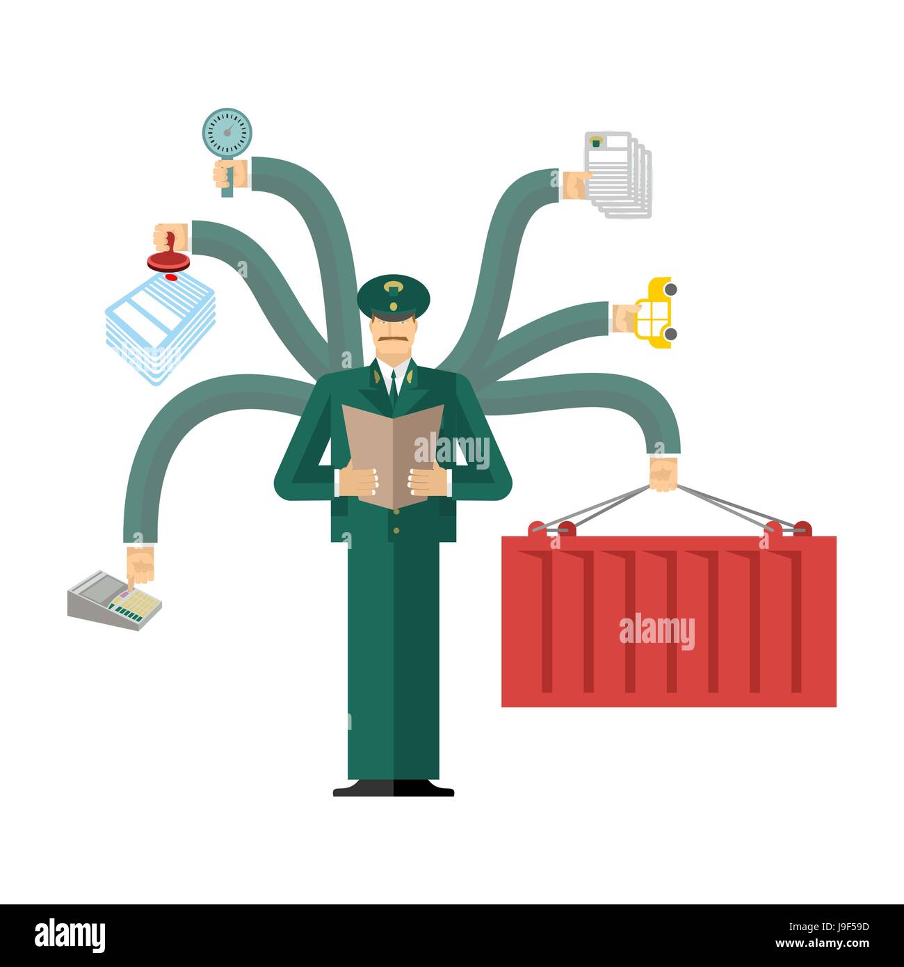 Russian Customs Service at work. officer job. Checking of cargo ...