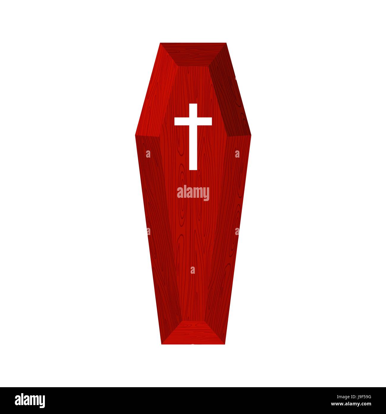 Coffin isolated. Red casket on white background. Religion object Stock ...