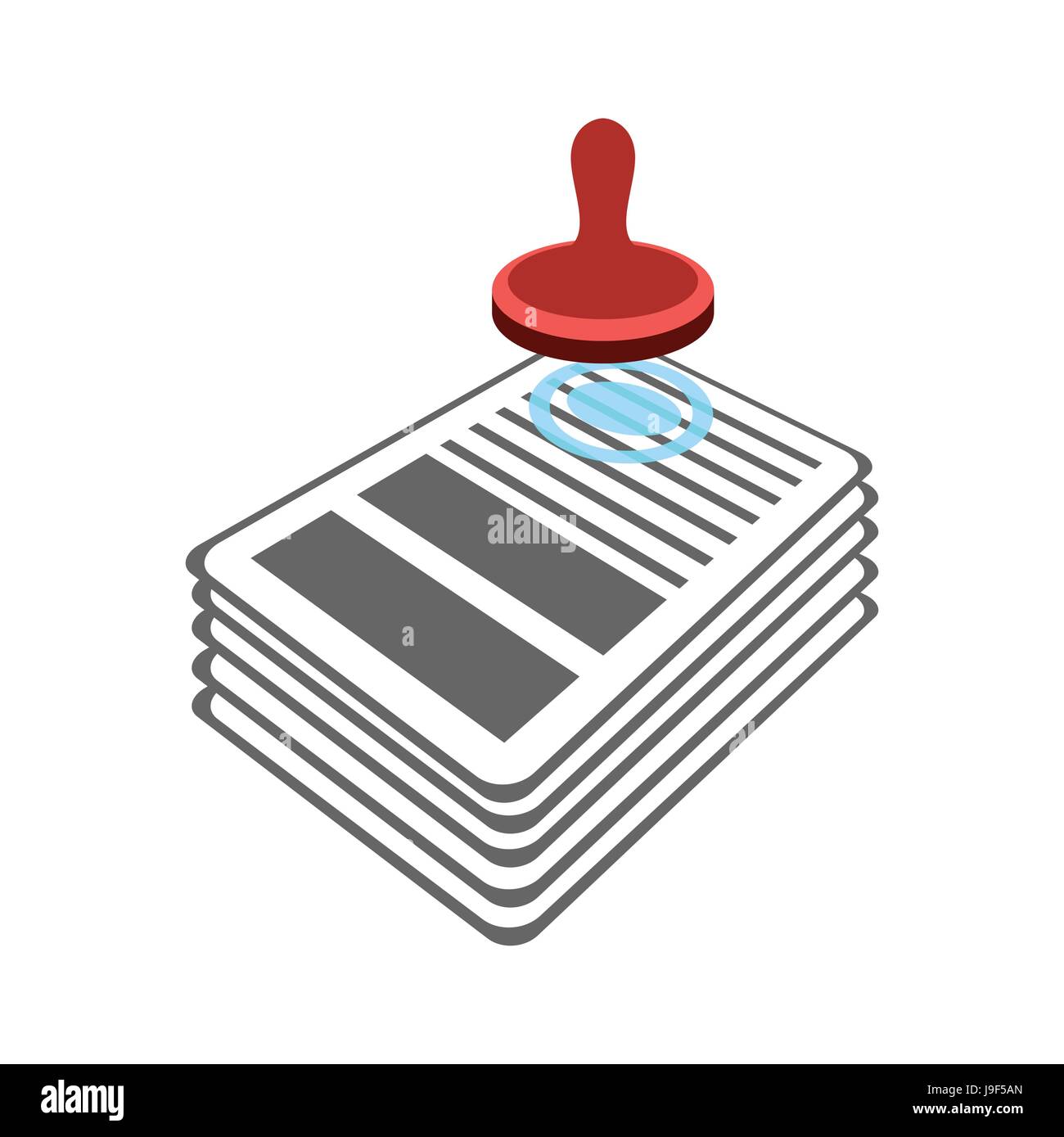 Stamp on documents icon. punch contract. Approval of official document ...