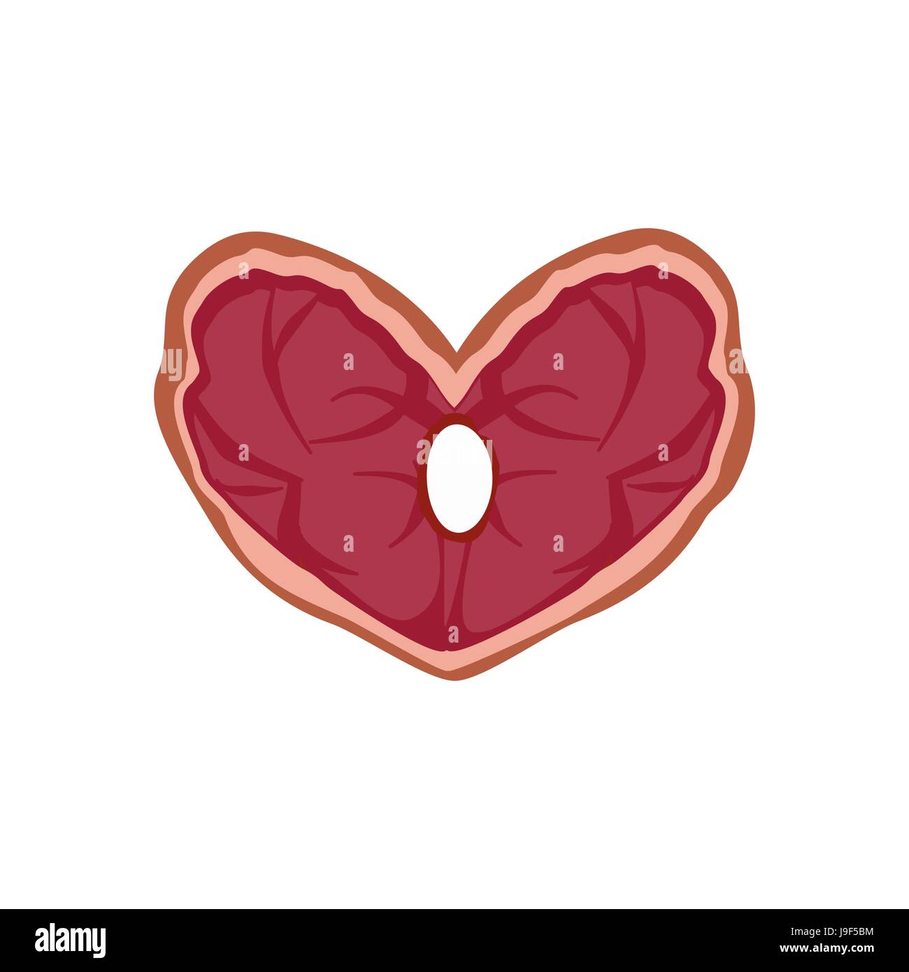 Heart ham. I love meat. Hamon isolated. Pork white background Stock ...