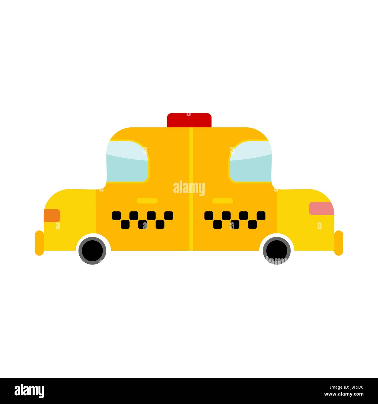 Taxi cartoon style isolated. Transport on white background. Yellow Car ...