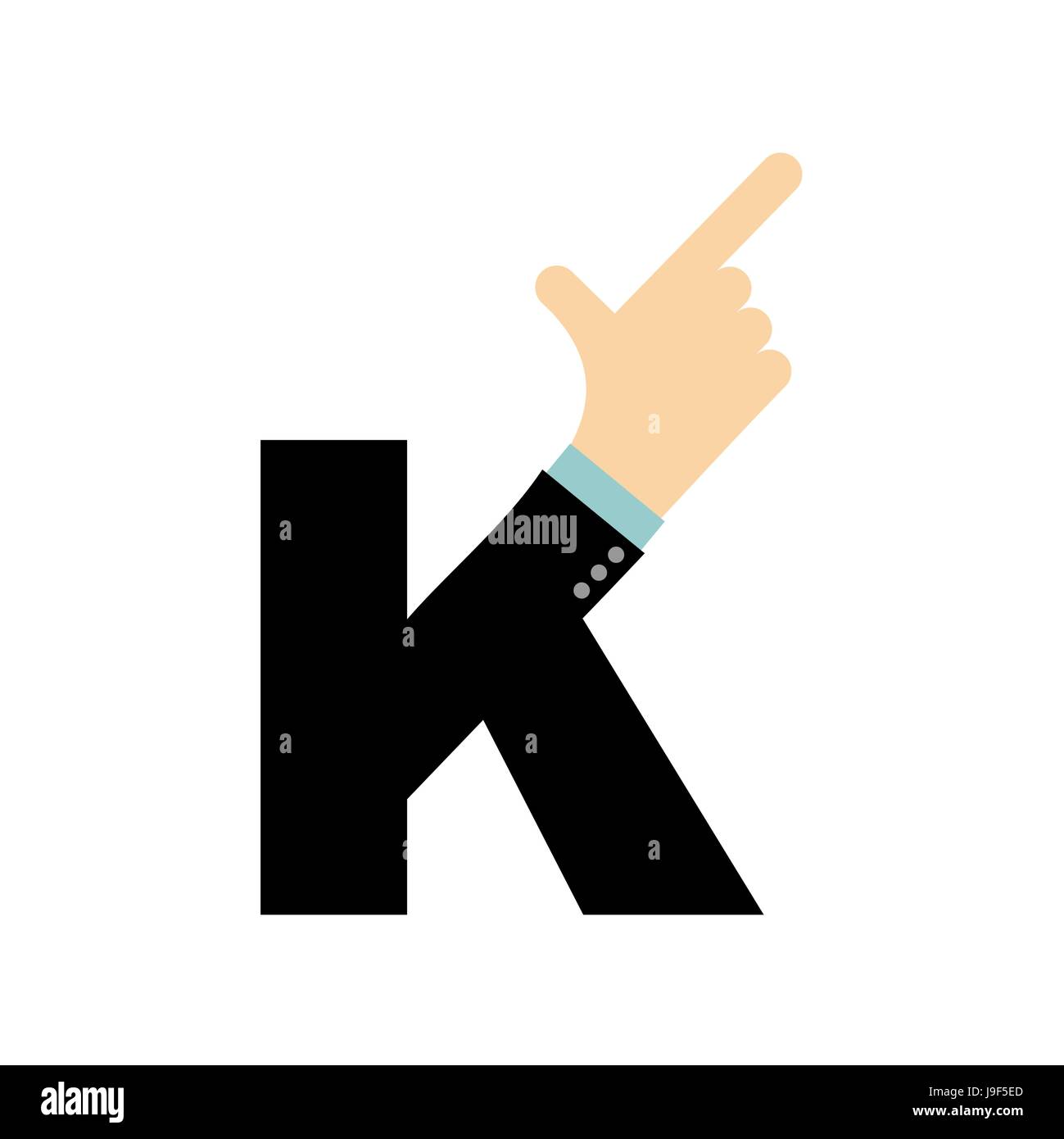 K letter hand. Forefinger lettering. Hand of business suit Stock Vector ...