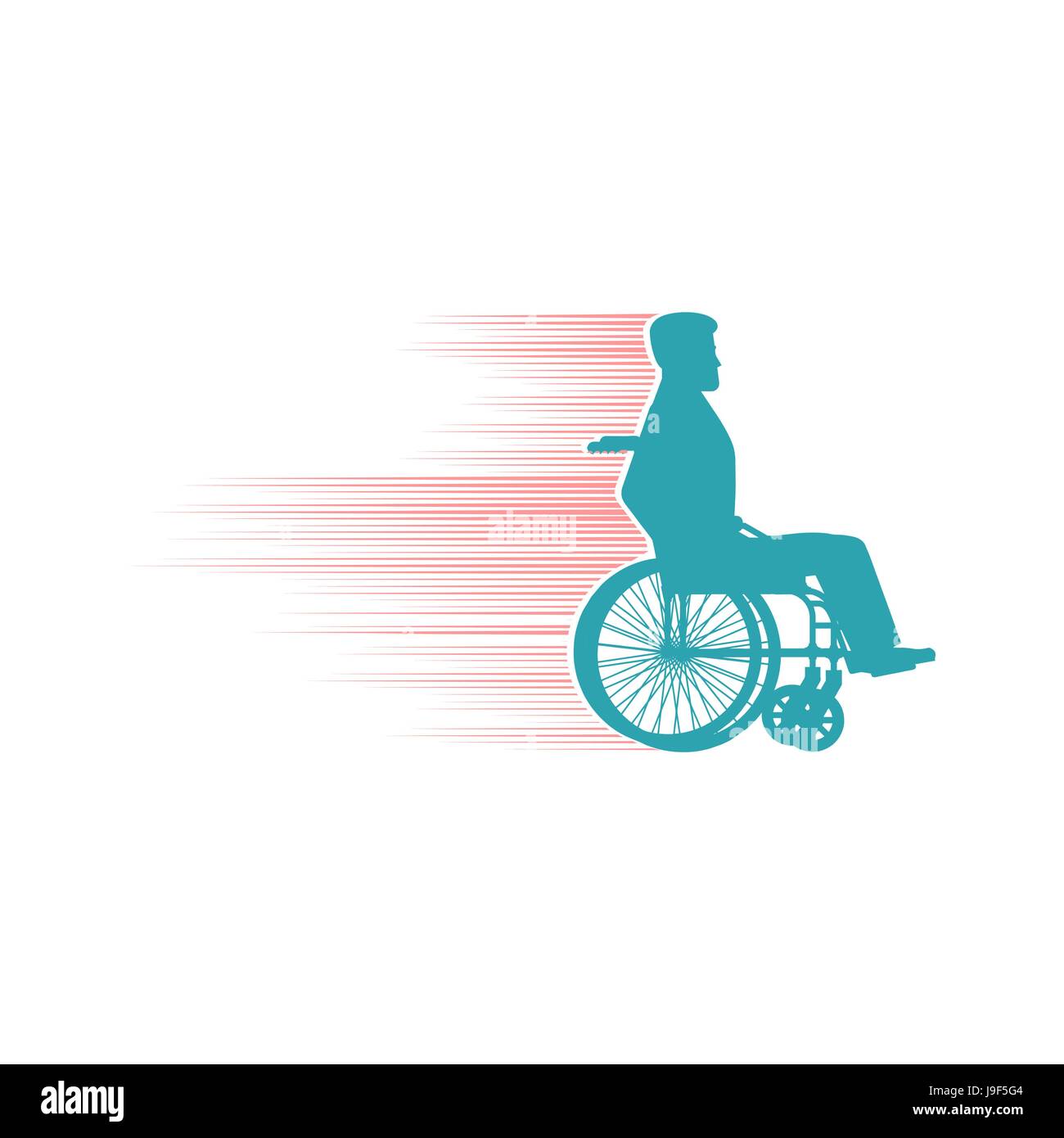 Disabled person in chair wheelchair travels fast. Speed Wheel Stock ...