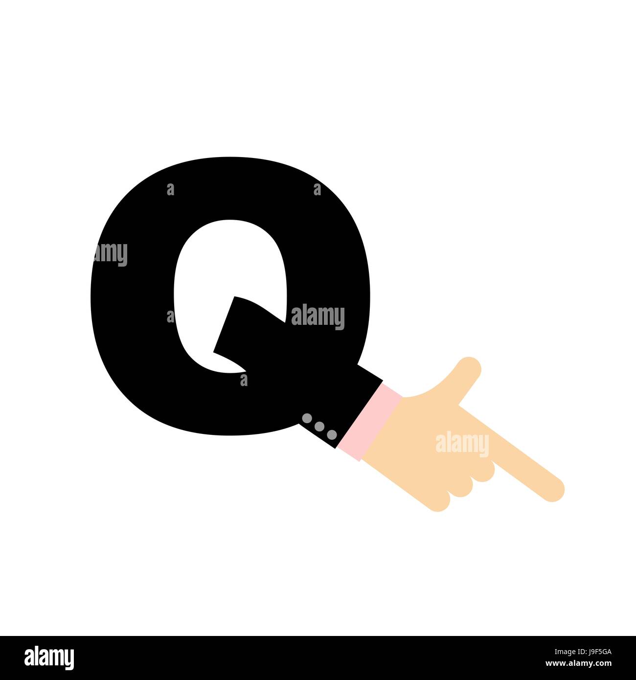 Q letter hand. Forefinger lettering. Hand of business suit Stock Vector ...