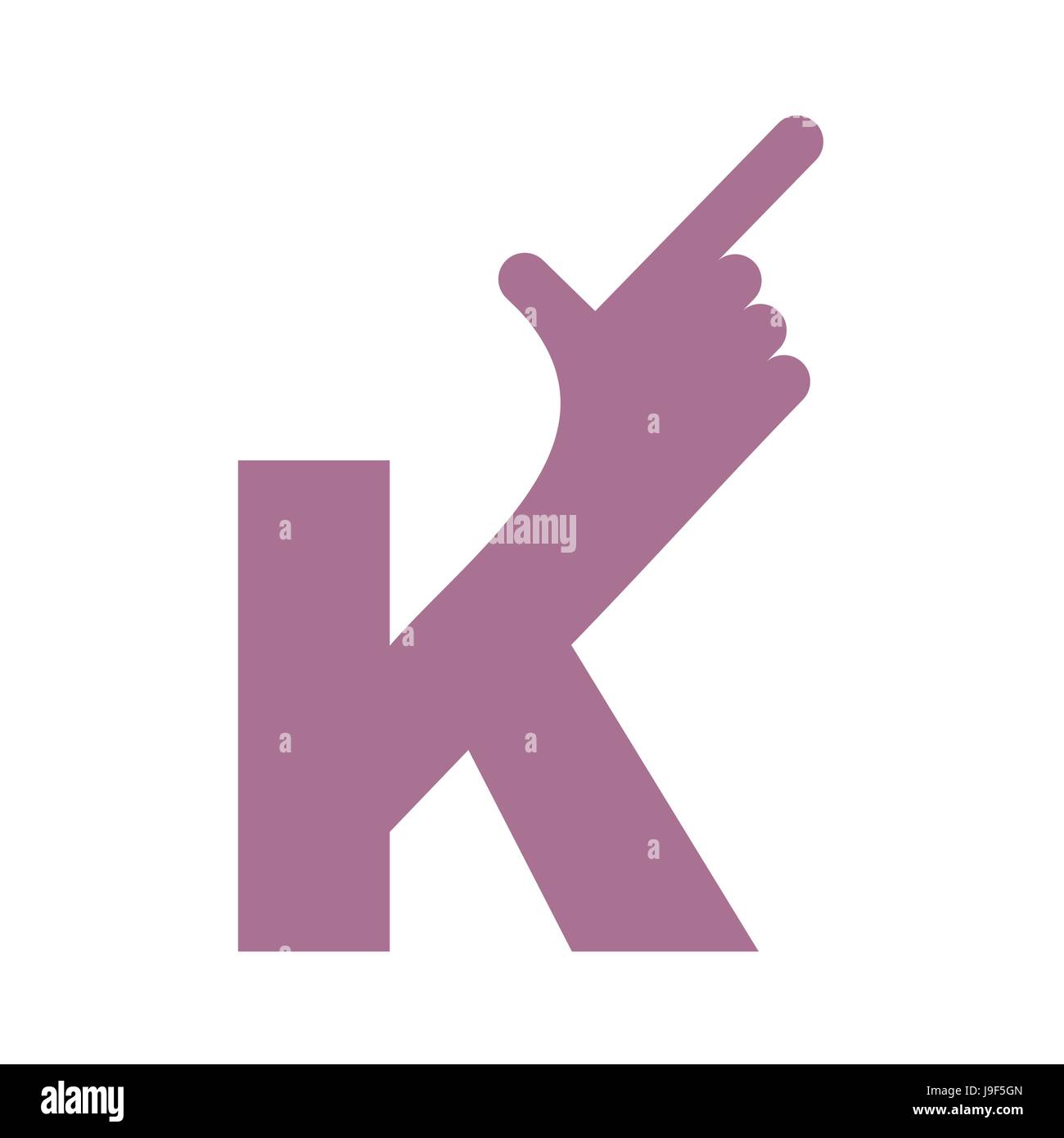 K letter hand isolated. Forefinger lettering on white bacgkround Stock ...