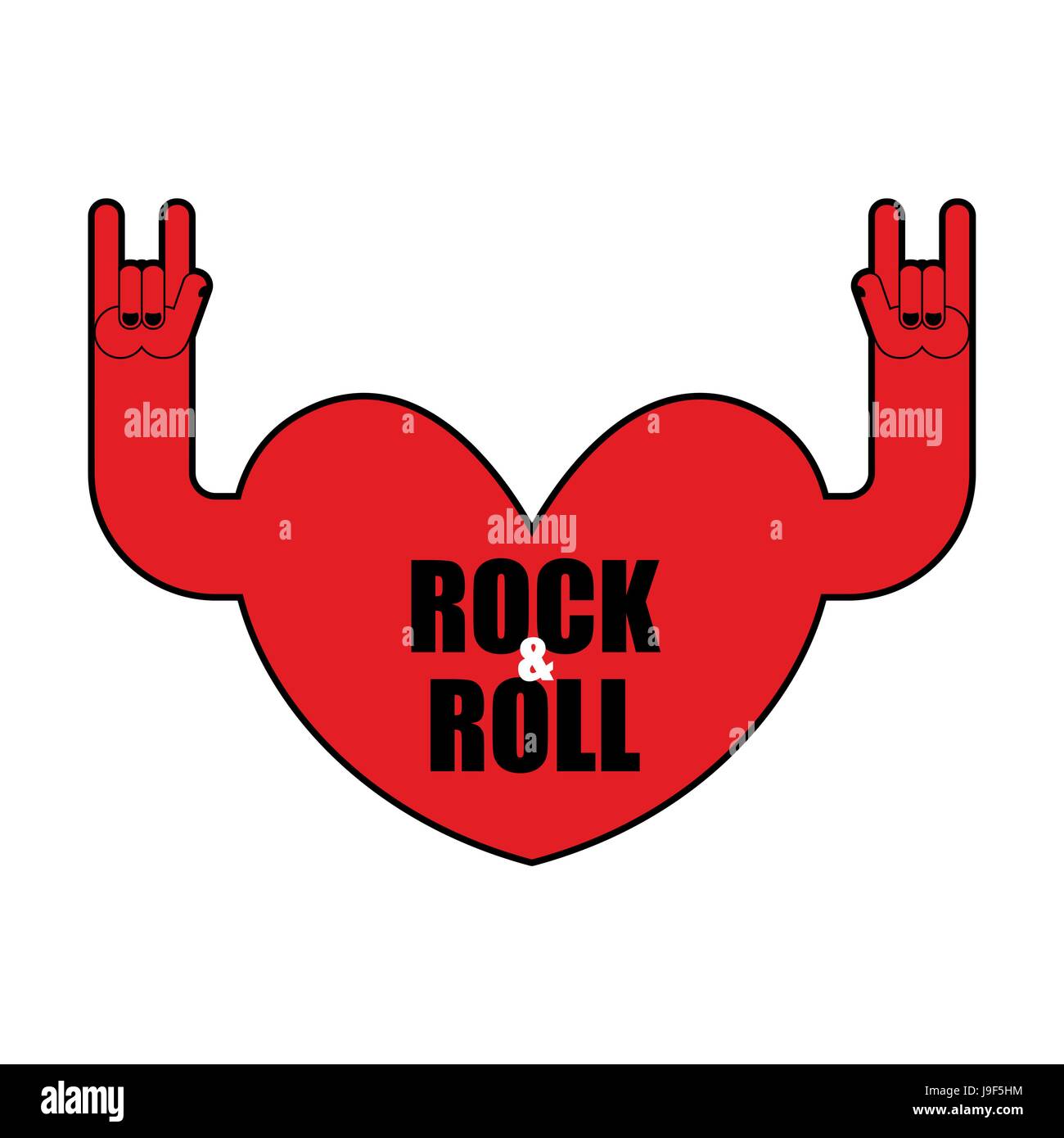 Heart rock logo. Rock and roll hand. Musical emblem Stock Vector Image ...