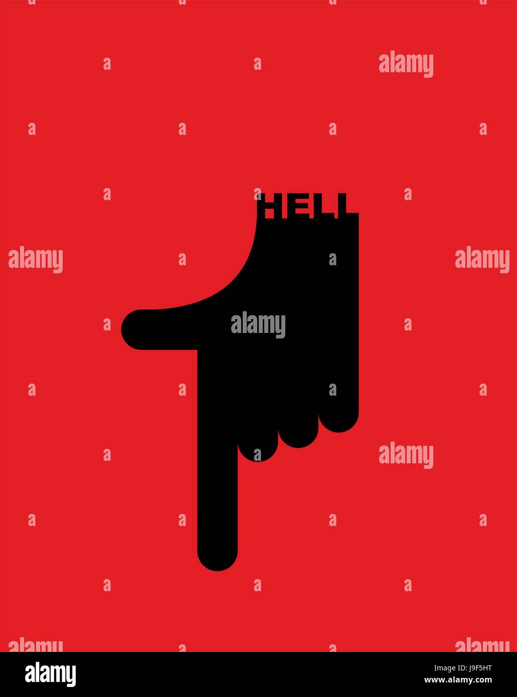 Hell pointer hand. Direction down. Pointing gesture devil Stock Vector ...
