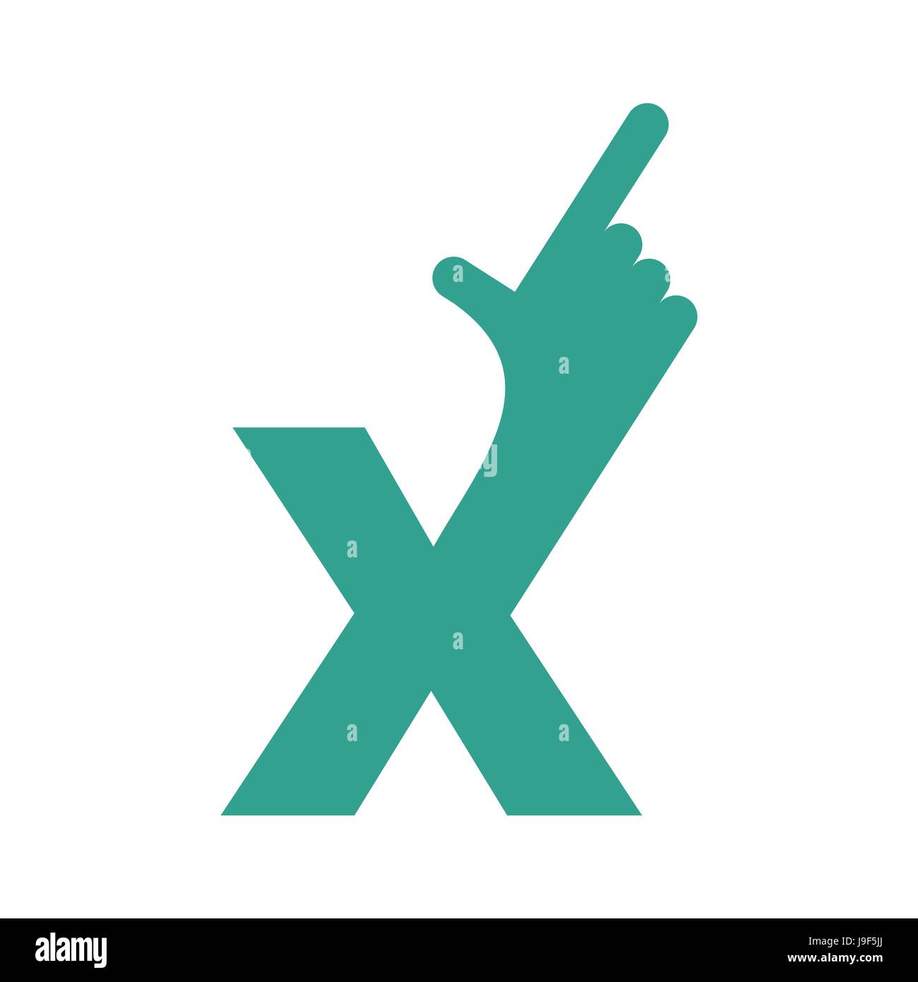 X letter hand isolated. Forefinger lettering on white bacgkround Stock ...
