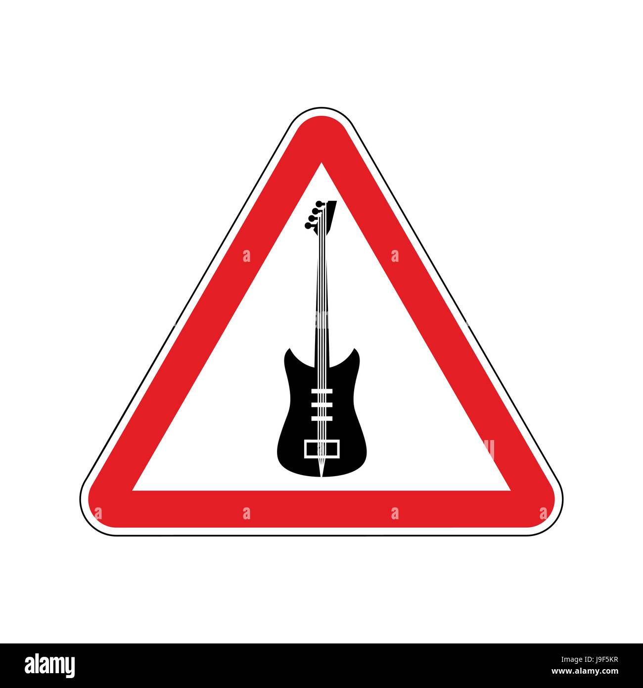 Rock and roll Warning sign. Caution rock music. Danger road symbol red ...