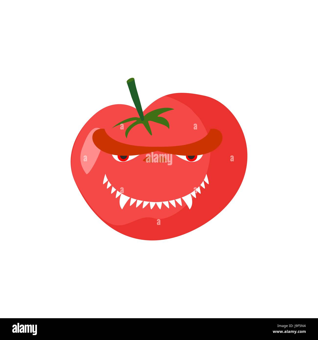 Angry Tomato. Aggressive red vegetable. Dangerous fruit Stock Vector ...