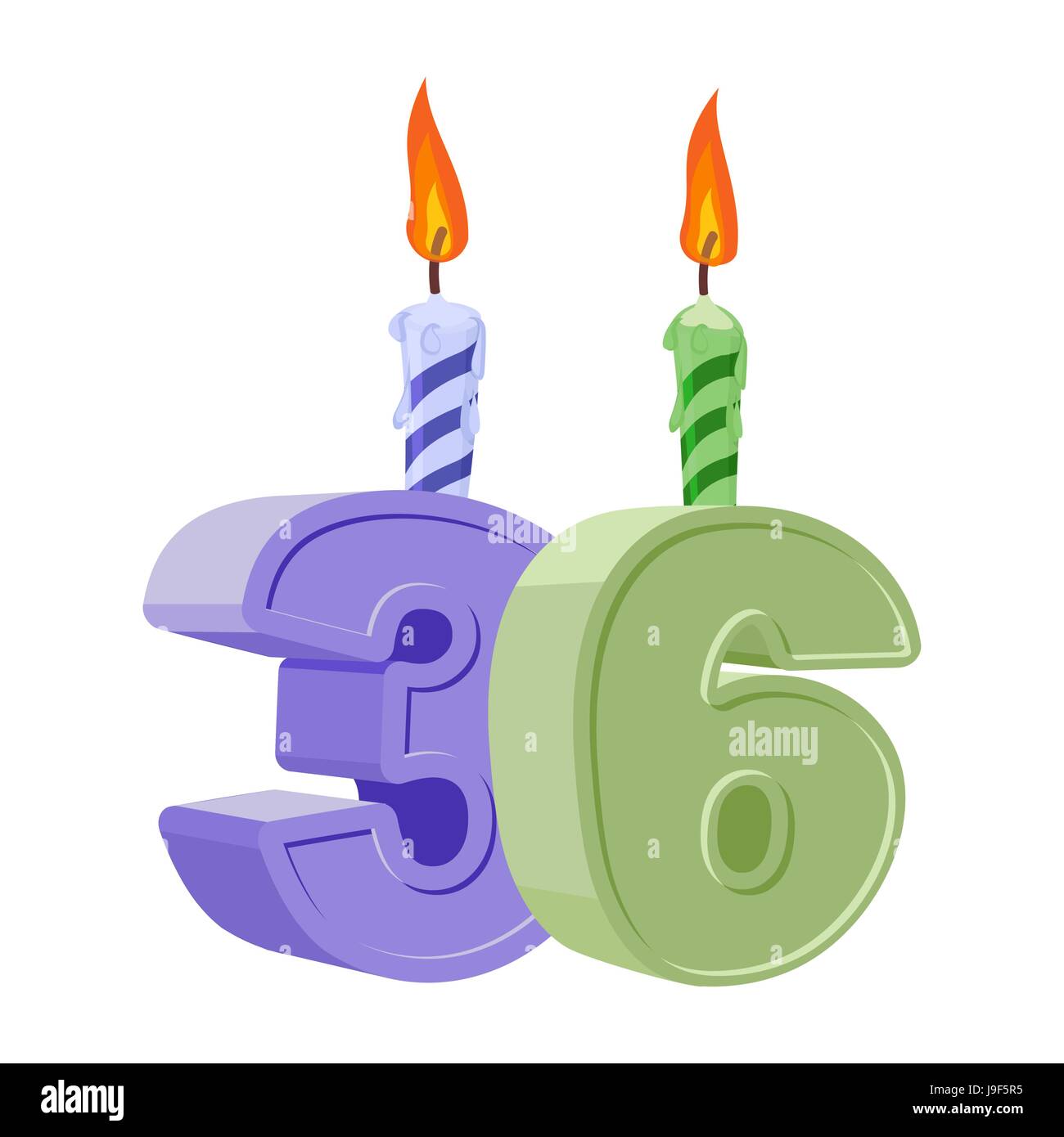 Birthday candle number 36 Stock Vector Images - Alamy