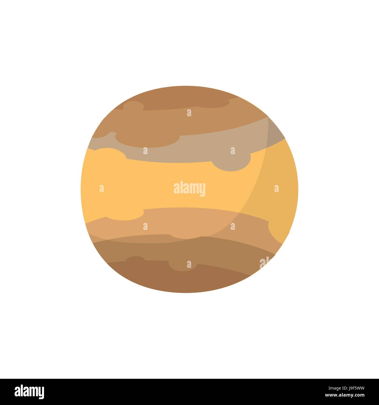 Jupiter isolated cartoon style. Brown Planet of solar system on white ...