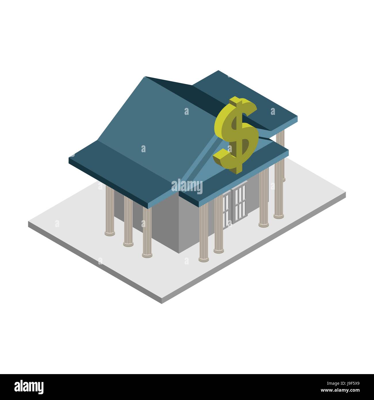 Bank building Isometric isolated. Financial building on white ...