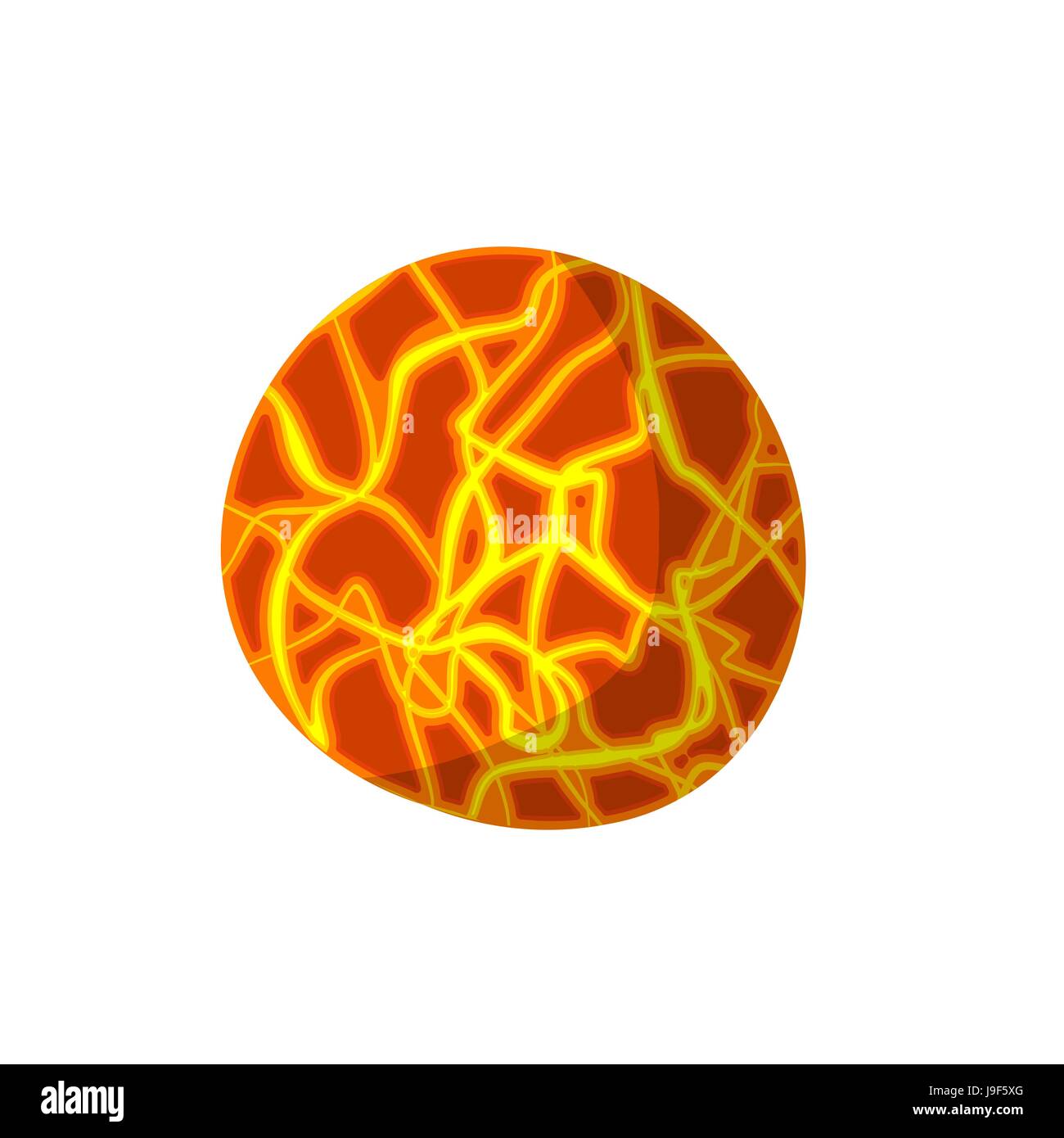 Mars isolated cartoon style. Red Planet of the solar system on a white ...