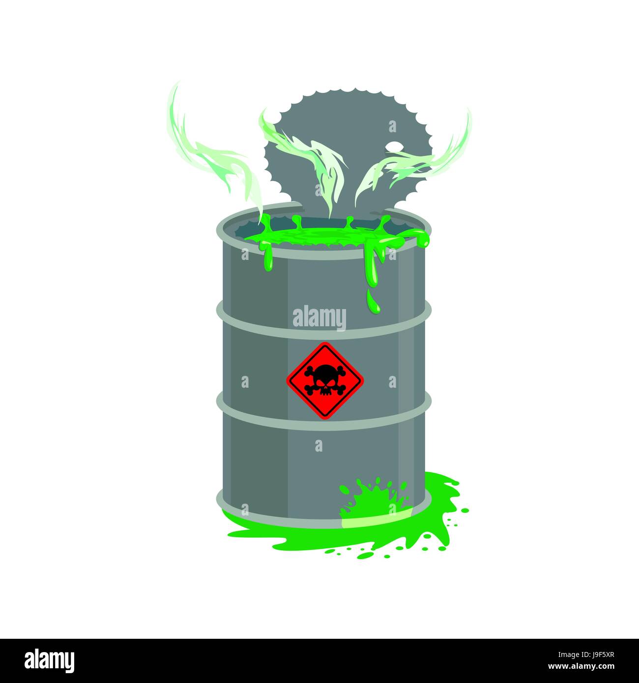 Radioactive waste barrel. Toxic refuse keg. Poisonous liquid cask ...