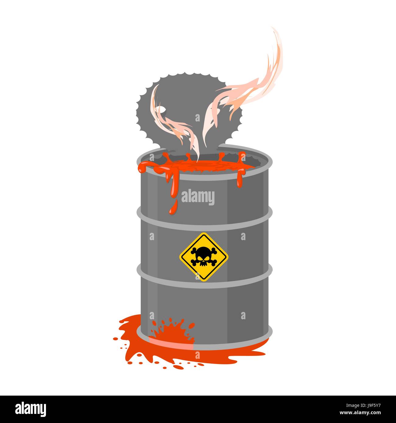Radioactive waste barrel. Toxic refuse keg. Poisonous liquid cask ...