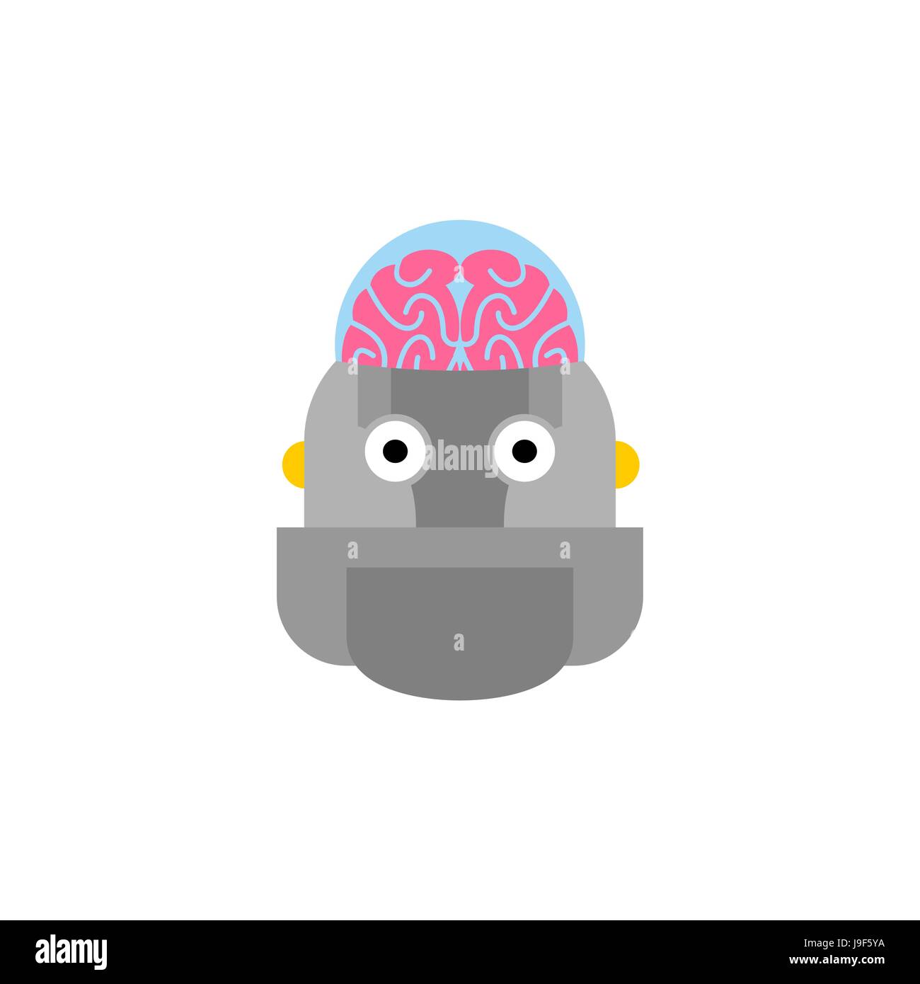 Artificial Intelligence. Robot and brain. cyborg head Stock Vector ...