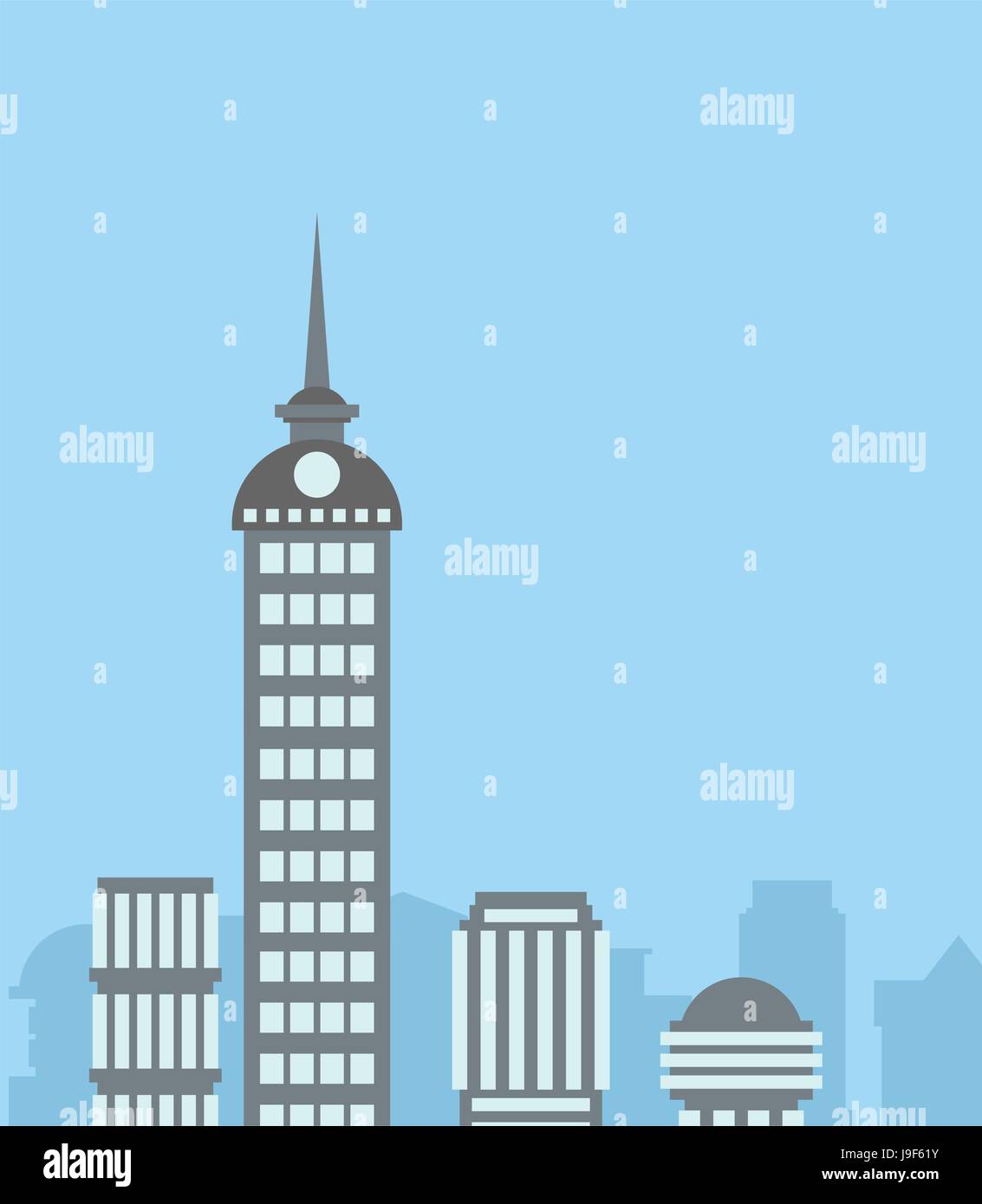 City landscape. Skyscrapers background. Capital backdrop. Blue sky and ...