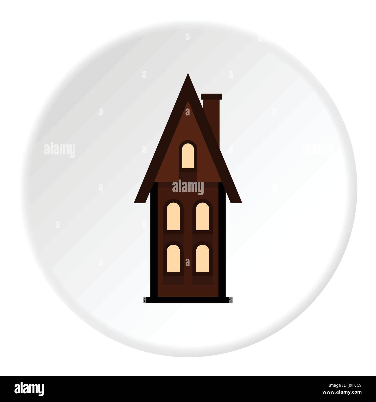 Two storey house with attic icon, flat style Stock Vector Image & Art ...