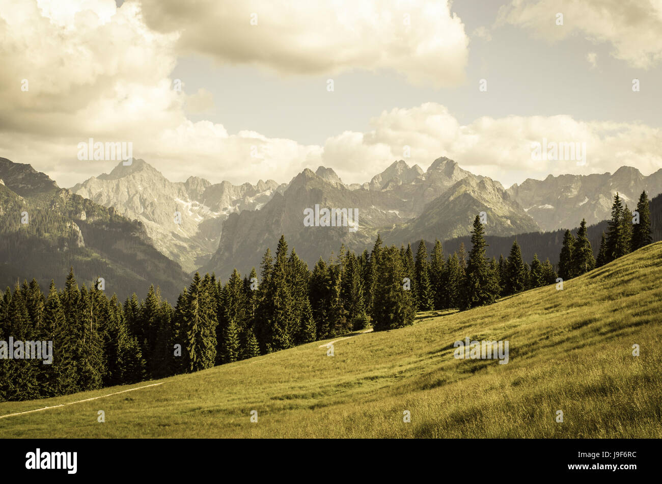 Vintage mountains landscape Stock Photo - Alamy