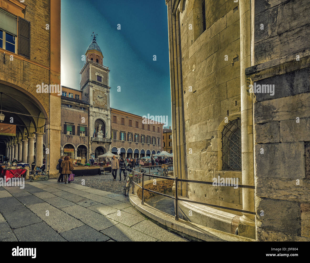 ancient buildings on street of Modena in Italy Stock Photo - Alamy