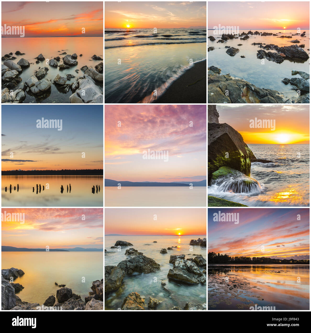 Collage of sunsets Stock Photo - Alamy