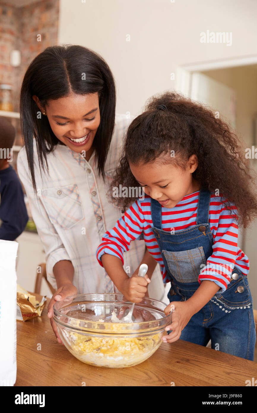 Mother And Daughter Baking Cakes In Kitchen Together Stock Photo - Alamy