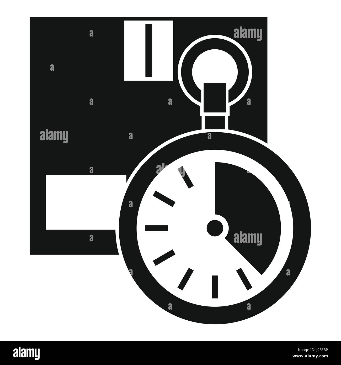 Cardboard box with stopwatch icon, simple style Stock Vector Image ...