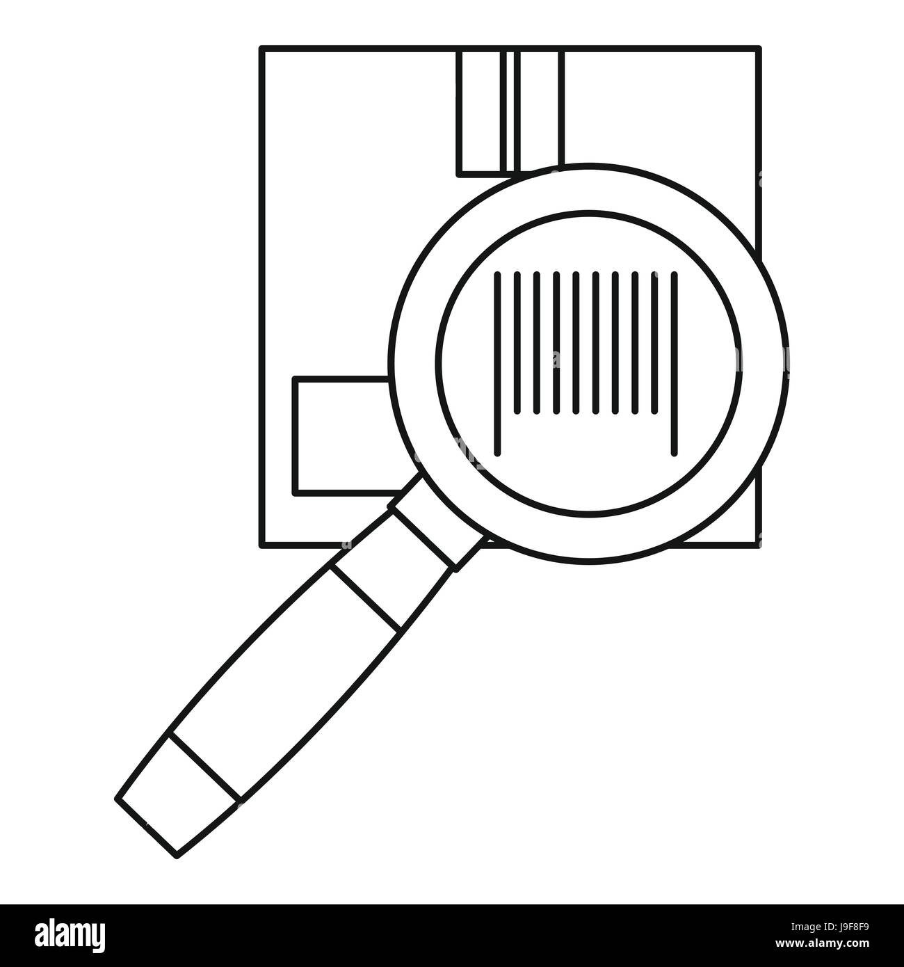 Black line magnifying glass check Black and White Stock Photos & Images ...