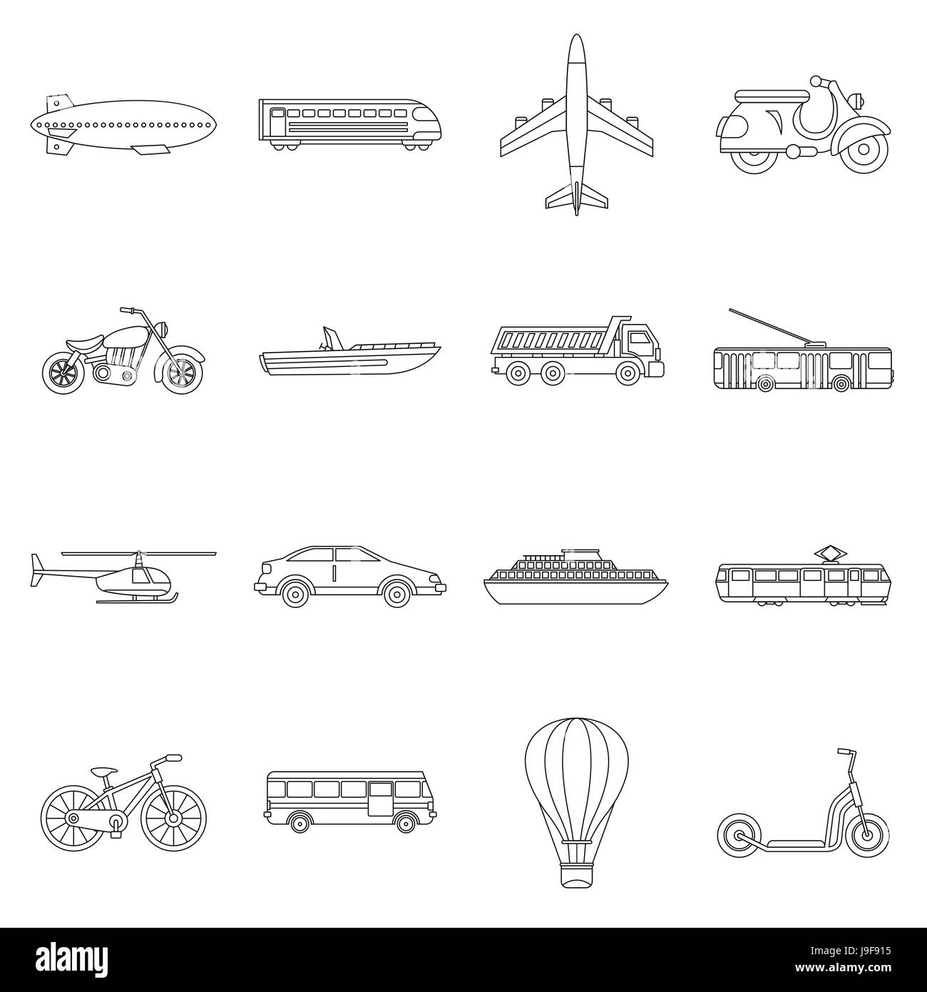Transportation icons set, outline style Stock Vector Image & Art - Alamy
