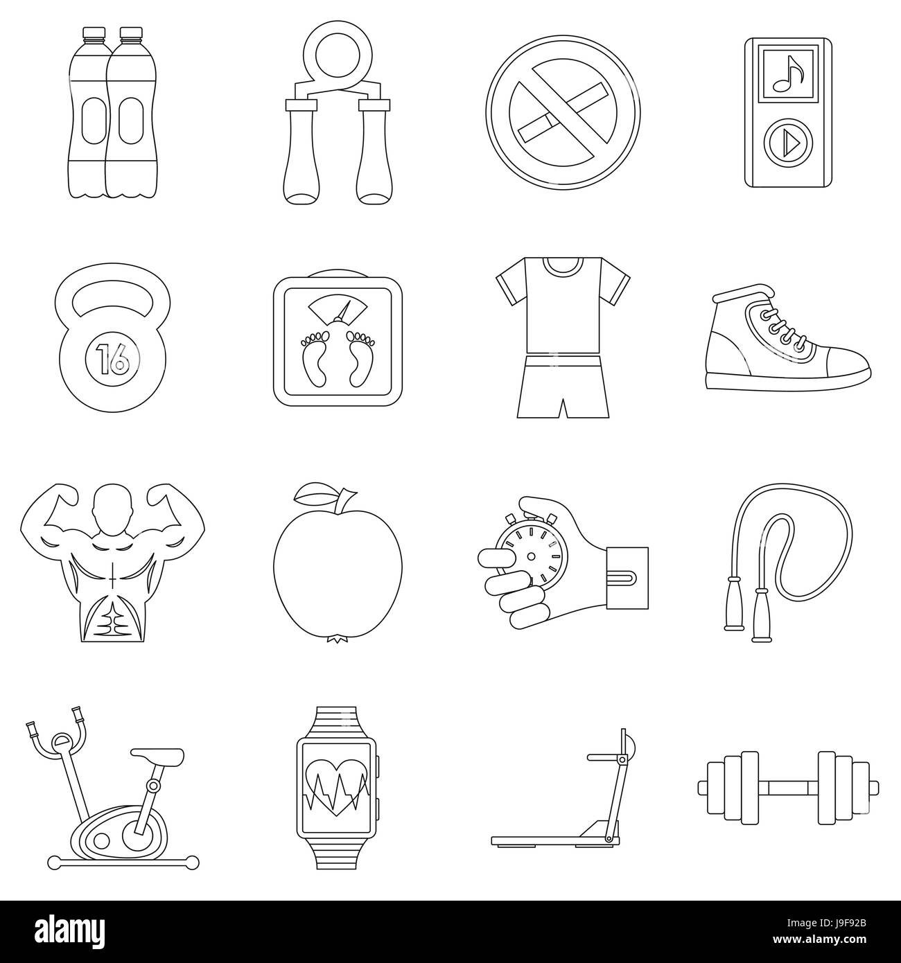 Fitness icons set, outline style Stock Vector Image & Art - Alamy