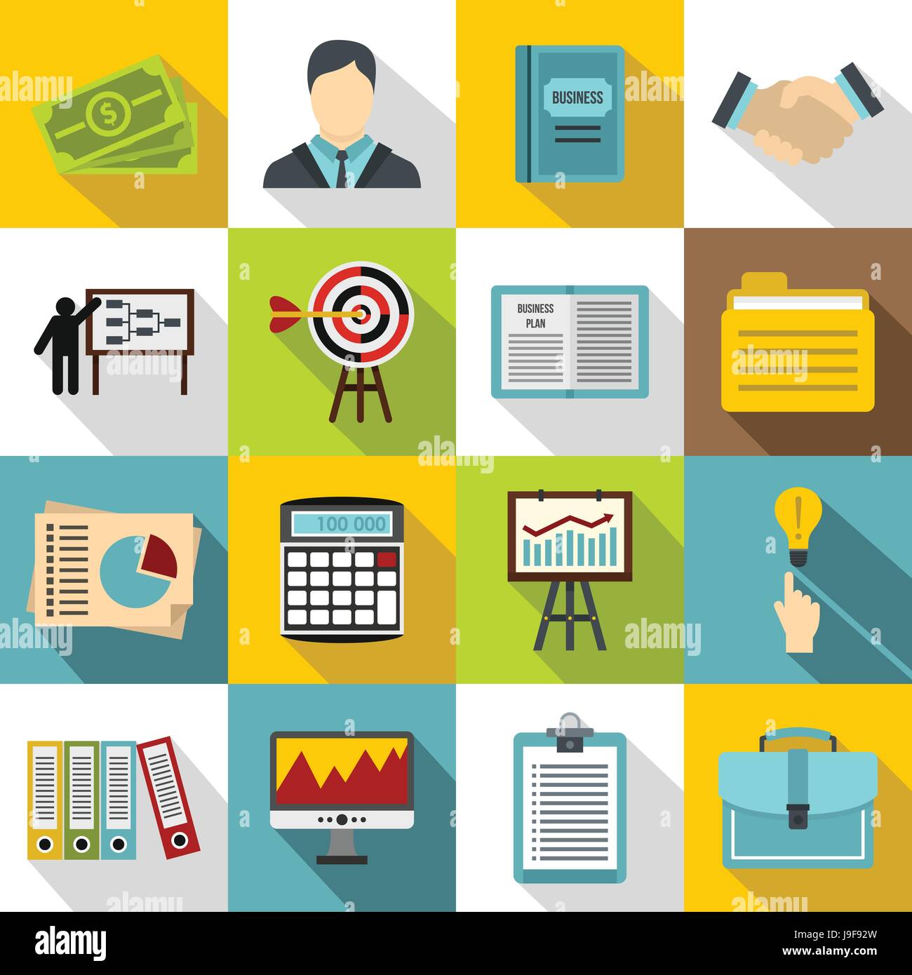 Business plan icons set, flat style Stock Vector Image & Art - Alamy