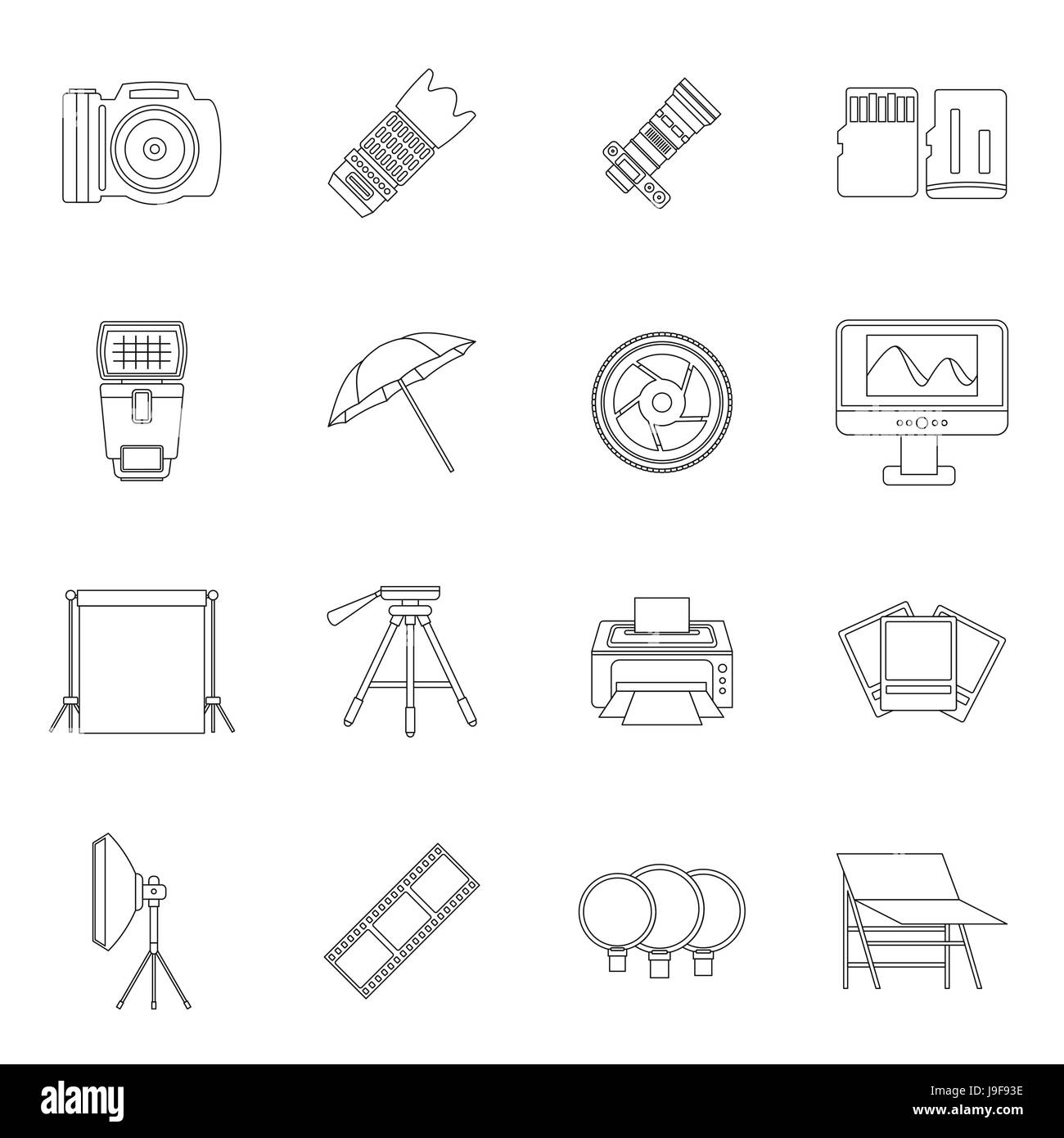 Photo studio icons set, outline style Stock Vector Image & Art - Alamy