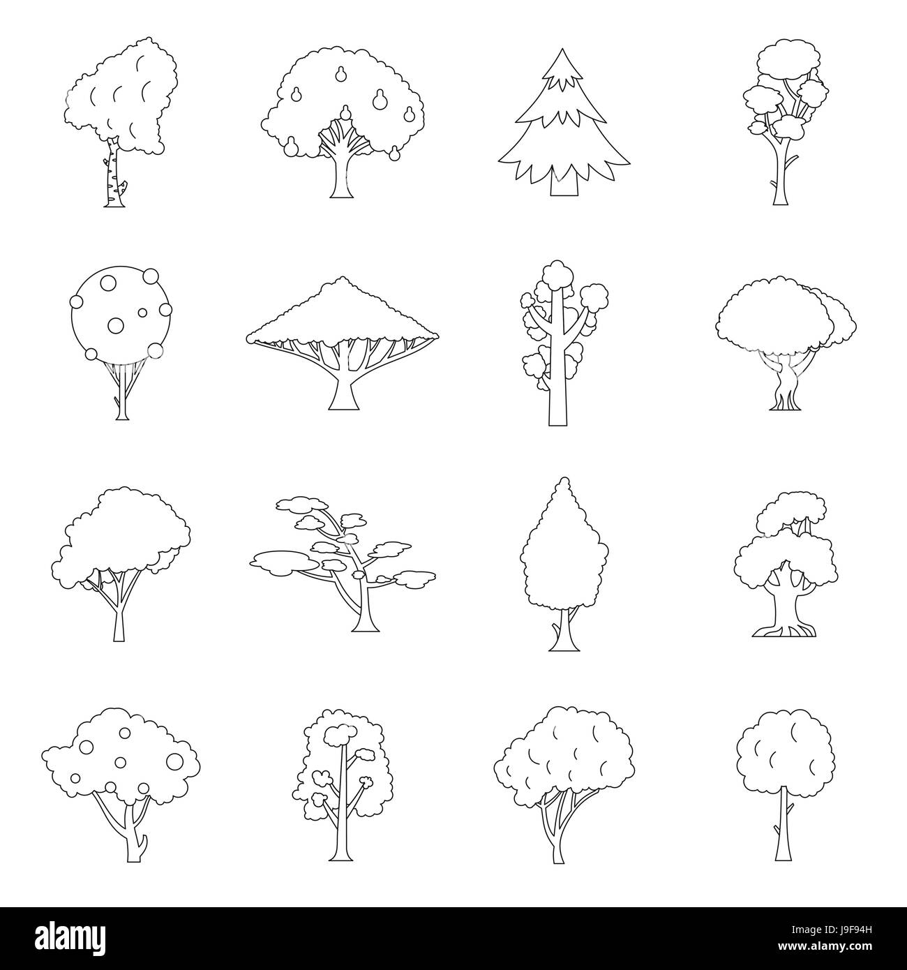 Trees icons set, outline style Stock Vector Image & Art - Alamy