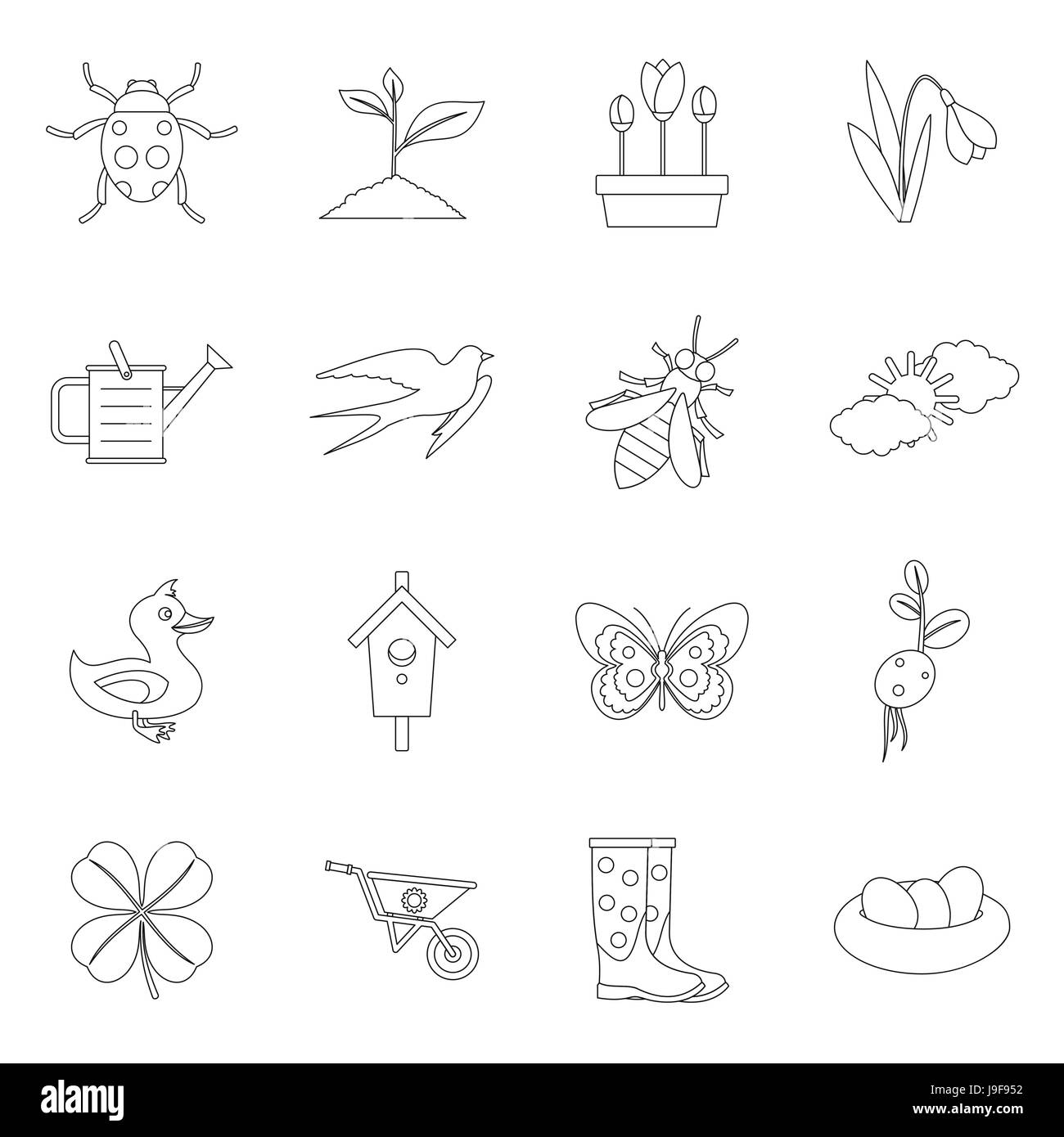Spring icons set, outline style Stock Vector Image & Art - Alamy